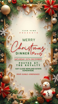 White Maximalist Merry Christmas Dinner Party Invitation Whatsapp ...