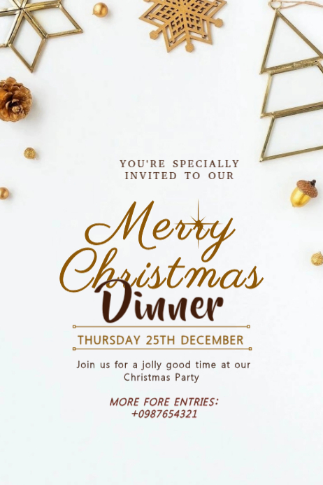 White Maximalist Merry Christmas Dinner Party Invitation Banner 4' × 6 ...
