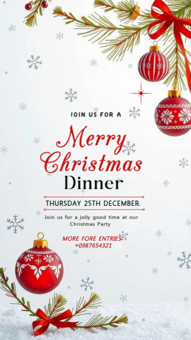 Plantilla de White Maximalist Merry Christmas Dinner Whatsapp Status ...