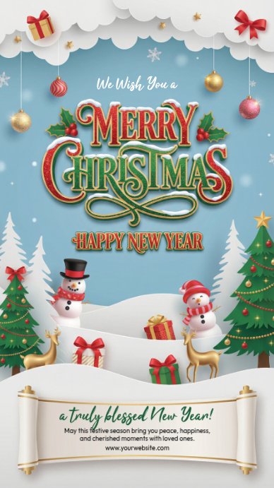 White Maximalist Merry Christmas Instagram Story Template | PosterMyWall