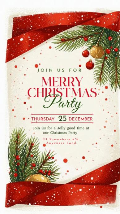 White Maximalist Merry Christmas Party Invitation Whatsapp Status ...