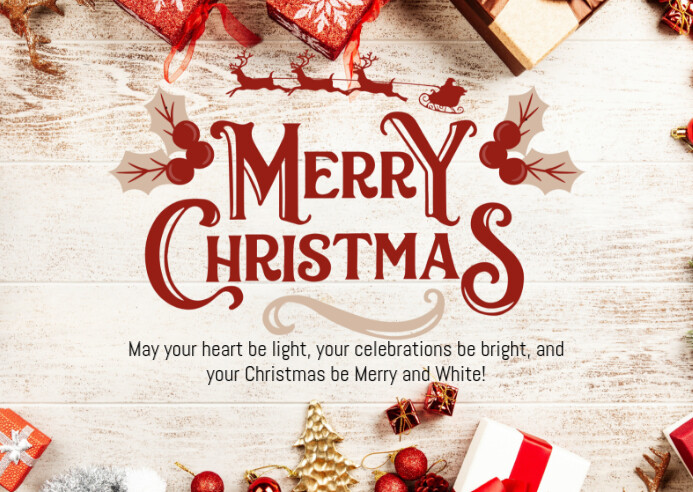 White Maximalist Merry Christmas Wishes Postcard Template | PosterMyWall