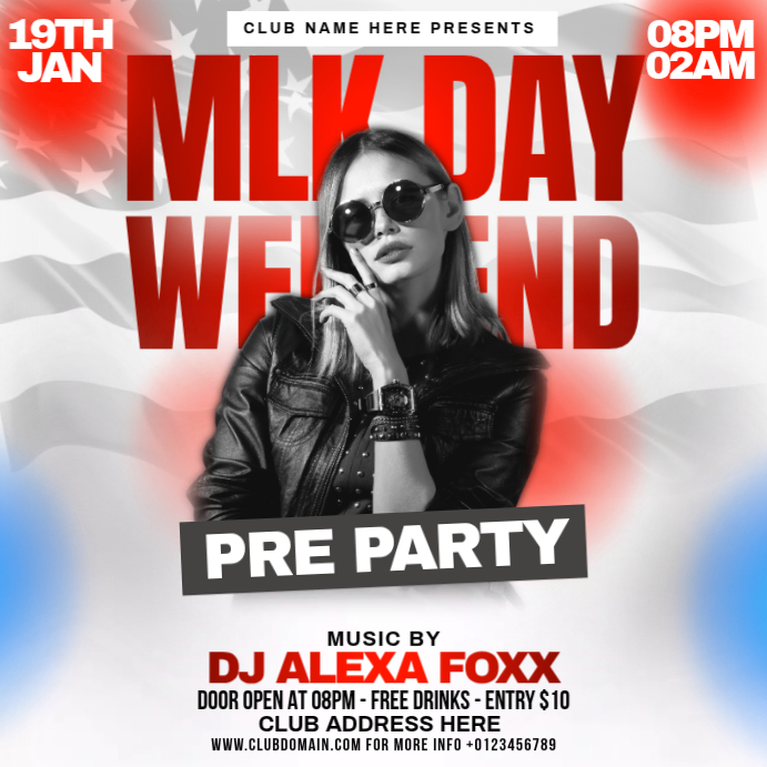 Plantilla de White Maximalist Mlk Day Dj Night Instagram Post ...