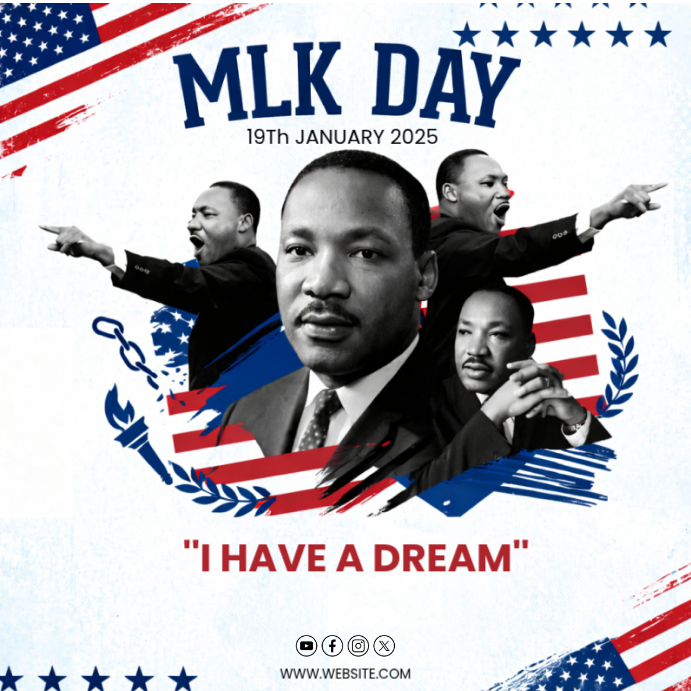White Maximalist Mlk Day Instagram Post Template | PosterMyWall