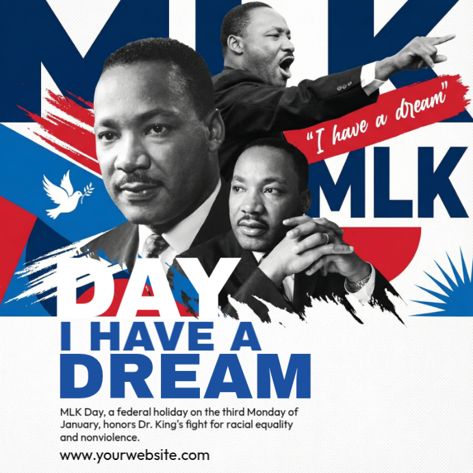 White Maximalist Mlk Day Instagram Post Template | PosterMyWall