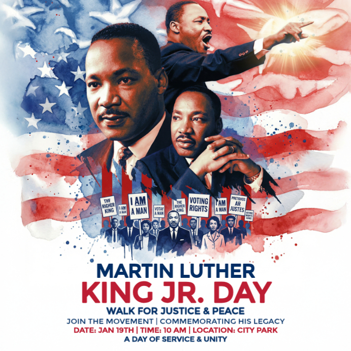 White Maximalist Mlk Day Instagram Post Template | PosterMyWall