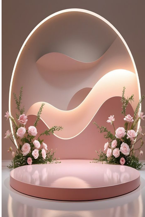 White Maximalist Modern Wedding Stage Background Poster Template ...