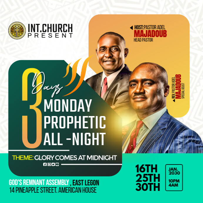 White Maximalist Monday Prophetic Church All Night Service Template ...