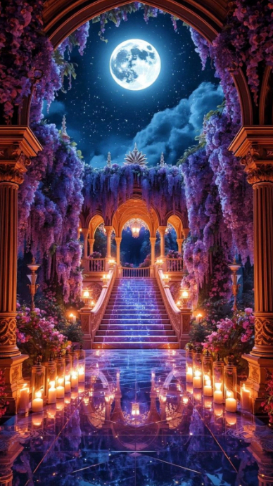 White Maximalist Moonlit Garden Palace Fantasy Instagram Story Template ...