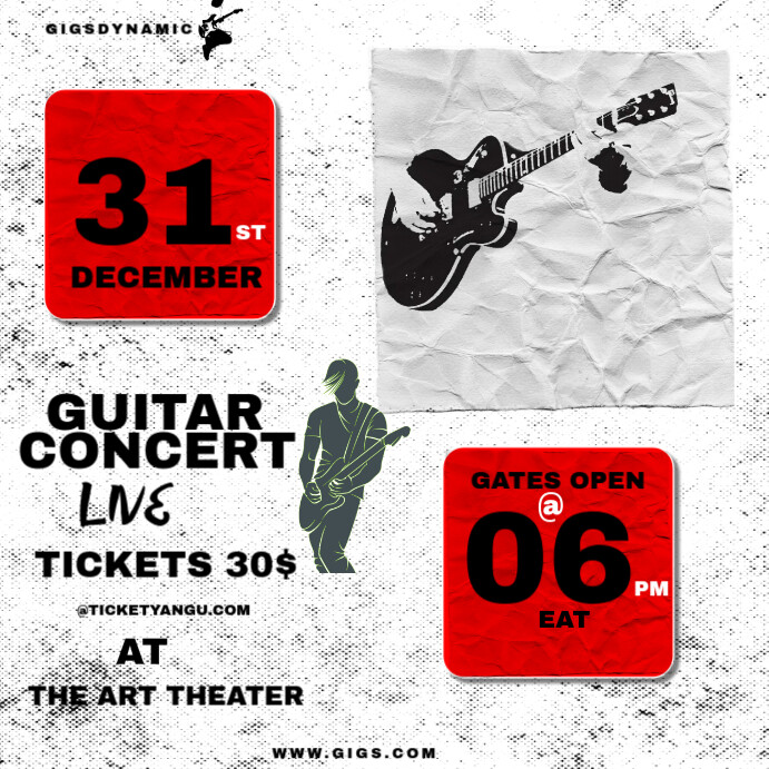 White Maximalist Music Concert Instagram Post Template | PosterMyWall