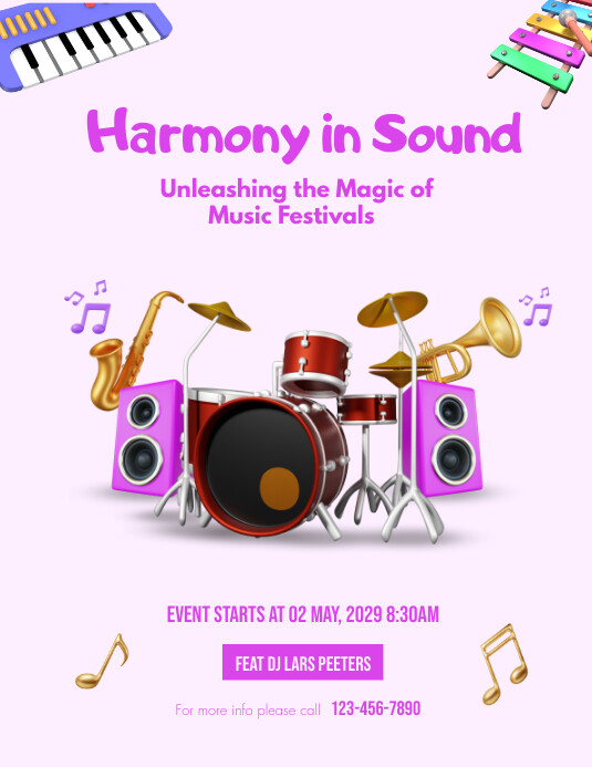 White Maximalist Music Festival Flyers Flyer Template | PosterMyWall