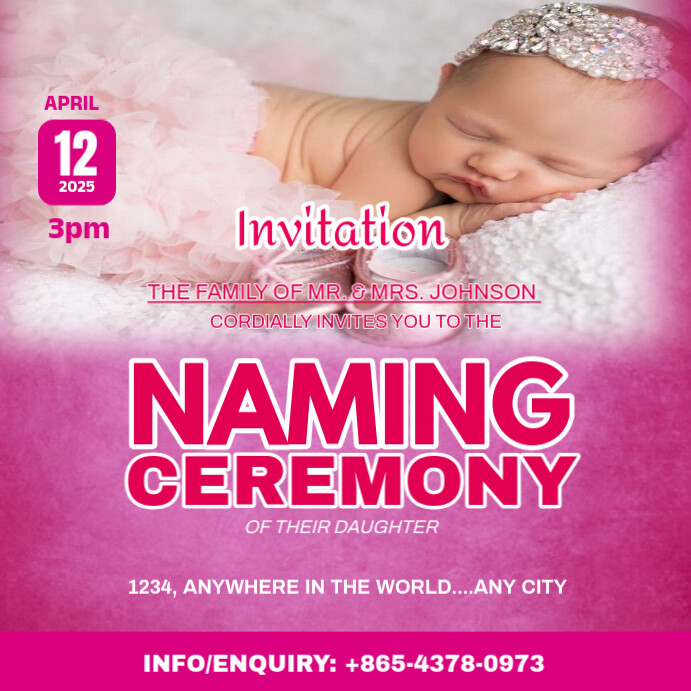 White Maximalist Naming Ceremony Instagram Post Template | PosterMyWall