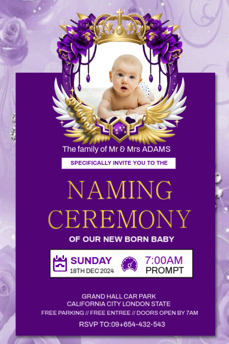 White Maximalist Naming Ceremony Invitation Template Poster | PosterMyWall