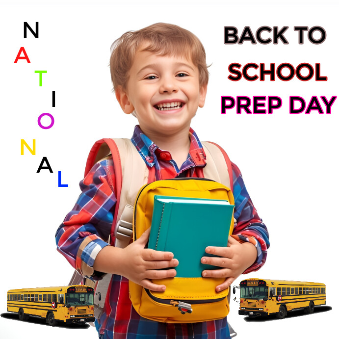 White Maximalist National Back To School Prep Template | PosterMyWall