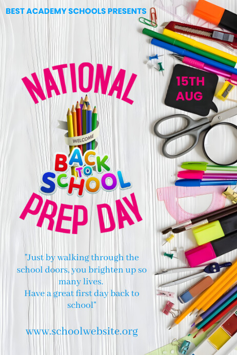 White Maximalist National Back To School Prep Templat | PosterMyWall