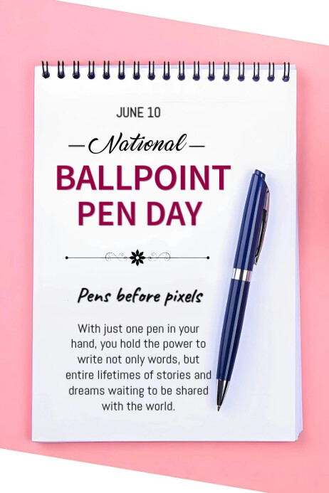 White Maximalist National Ballpoint Pen Day Poster Template | PosterMyWall