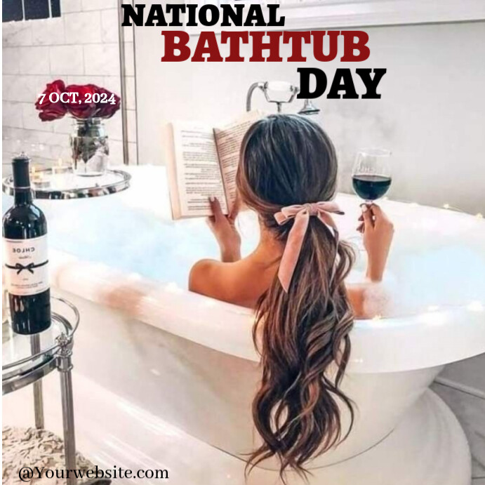 Plantilla de White Maximalist National Bathtub Day Online Design Flyer ...