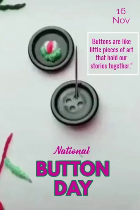 Plantilla de White Maximalist National Button Day Poster | PosterMyWall