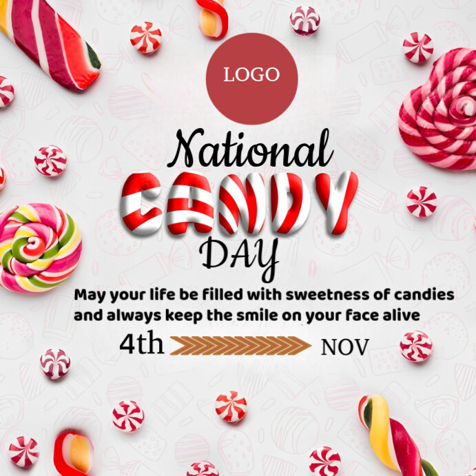 Plantilla de White Maximalist National Candy Day Instagram Post ...