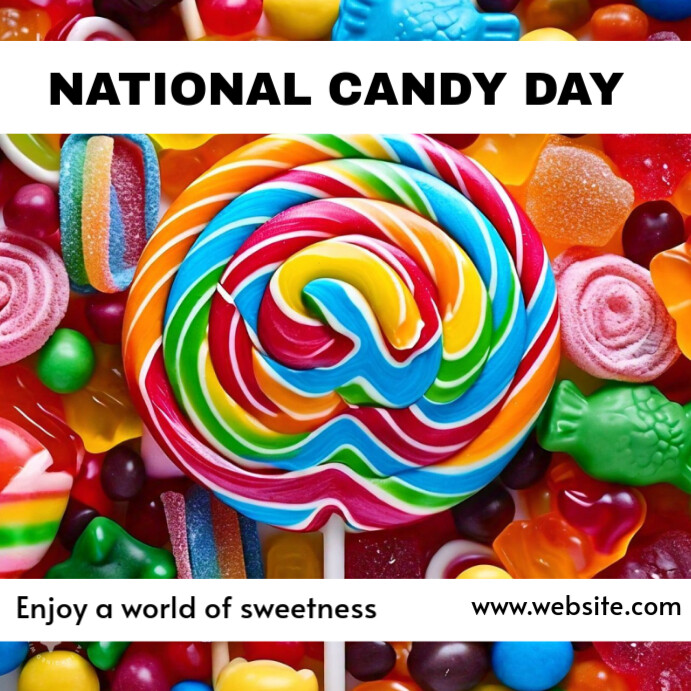White Maximalist National Candy Day Instagram Post Template | PosterMyWall