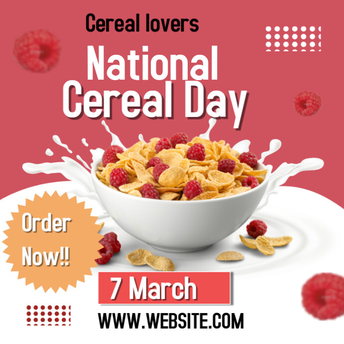 White Maximalist National Cereal Day Instagram Post Template | PosterMyWall