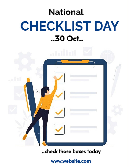 White Maximalist National Checklist Day Flyer (us Letter) Template ...