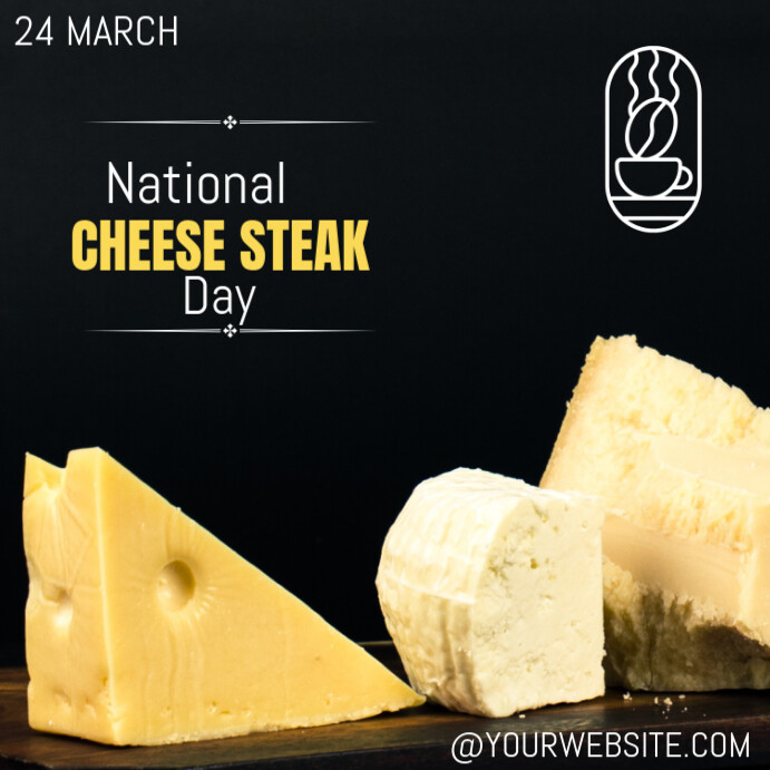 White Maximalist National Cheese Steak Day Online Design Flyer/template ...