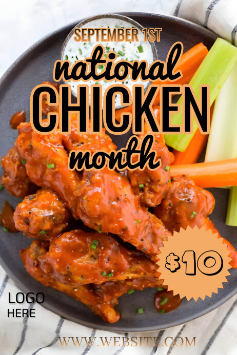Plantilla de White Maximalist National Chicken Month Poste | PosterMyWall