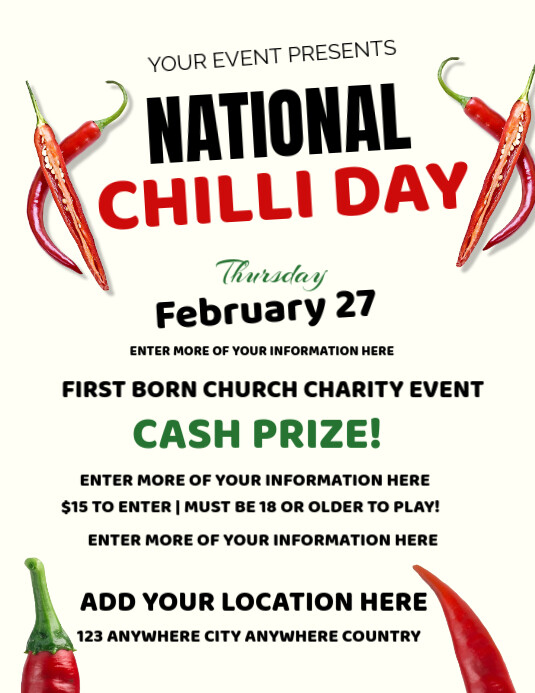 Copy of White Maximalist National Chilli Day Flyer (us Letter ...