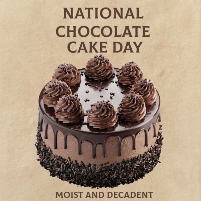 White Maximalist National Chocolate Cake Day Instagram Post Template ...