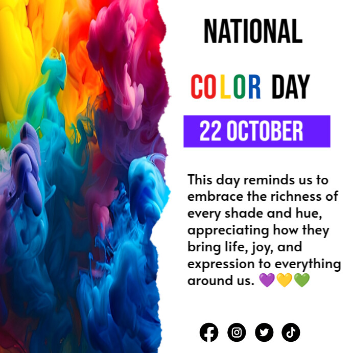 White Maximalist National Color Day Instagram Post Template | PosterMyWall