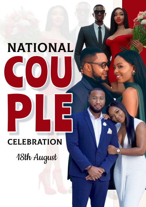 White Maximalist National Couple Day A4 Template | PosterMyWall