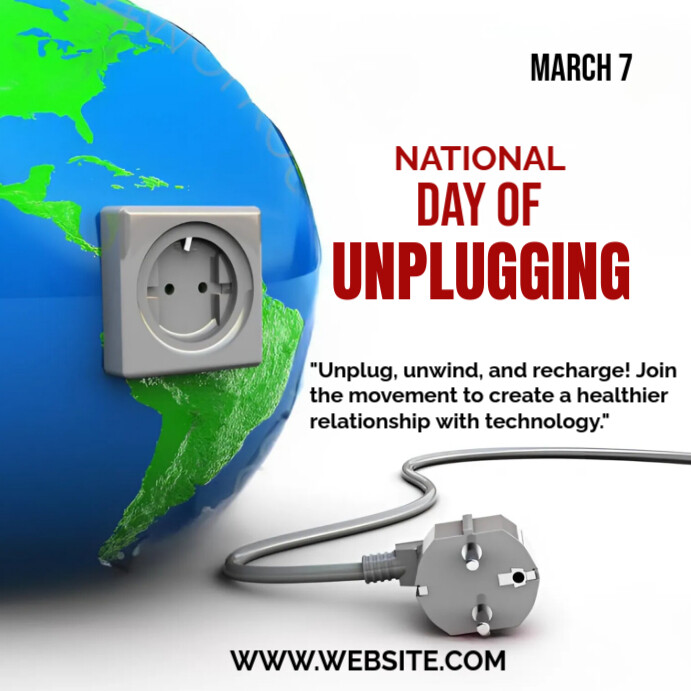 White Maximalist National Day Of Unplugging Instagram Post Template ...
