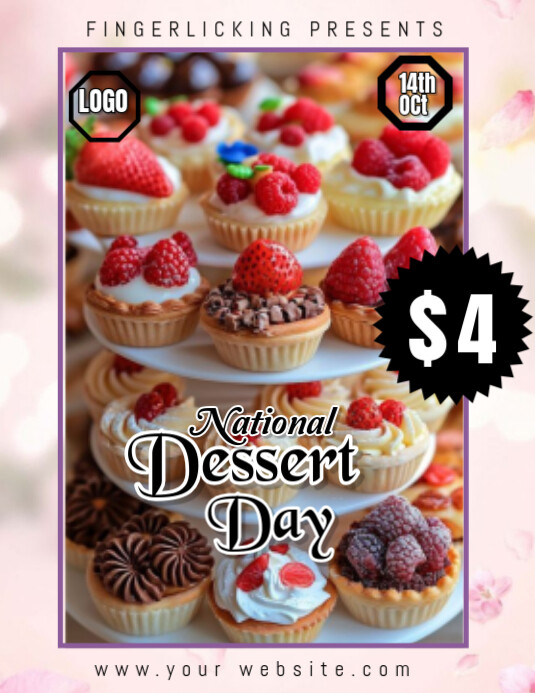 White Maximalist National Dessert Day Flyer (us Letter) Template ...