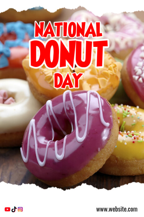 White Maximalist National Donut Day Poster Templat | PosterMyWall