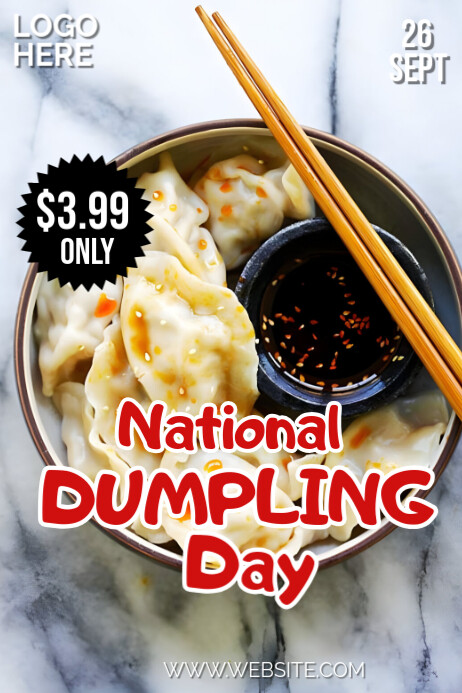 Plantilla de White Maximalist National Dumpling Day Poster | PosterMyWall
