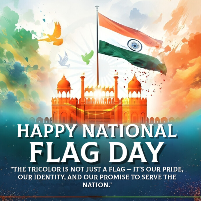 White Maximalist National Flag Day Instagram Post Templat | PosterMyWall