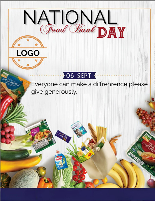 White Maximalist National Food Bank Day Flyer Template | PosterMyWall