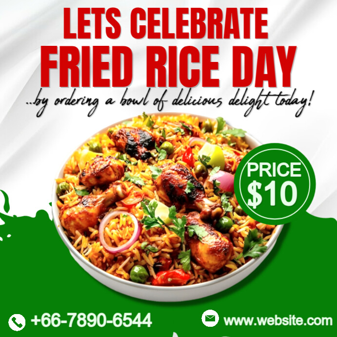 White Maximalist National Fried Rice Day Instagram Post Template | PosterMyWall
