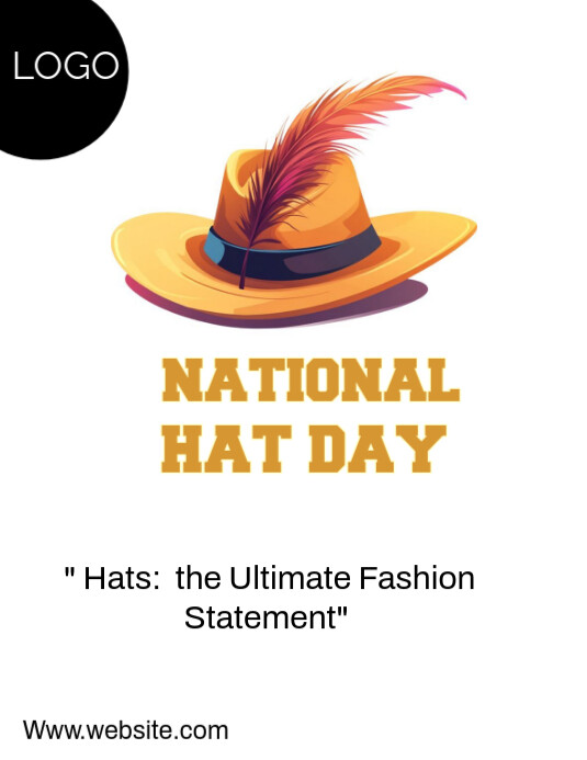 White Maximalist National Hat Day Flyer (us Letter) Template | PosterMyWall