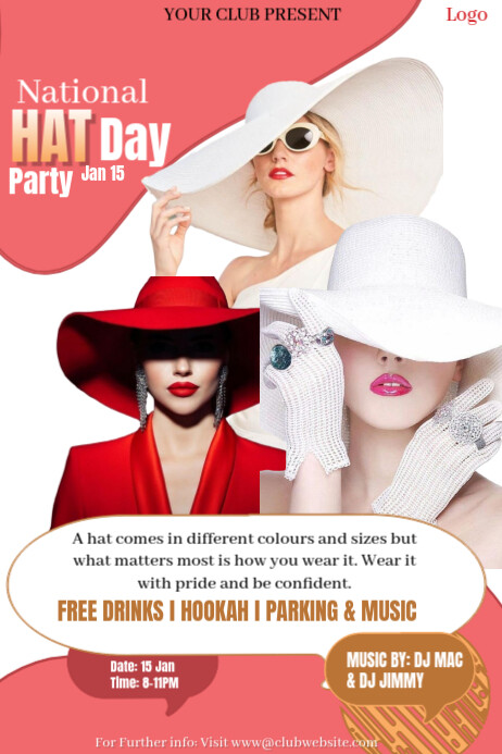 Copy of White Maximalist National Hat Day Online Design Flyer/template ...