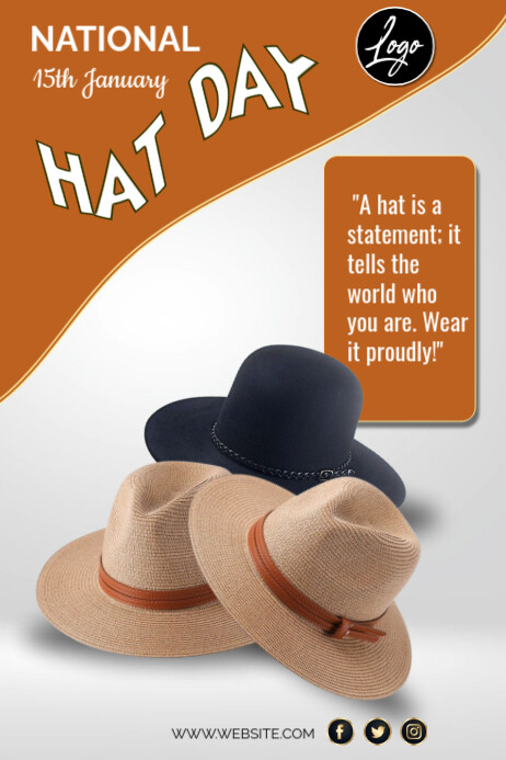 White Maximalist National Hat Day Poster Template | PosterMyWall