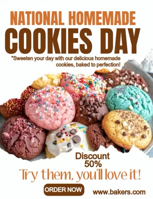 Copy of White Maximalist National Homemade Cookies Day Flyer (us Letter ...