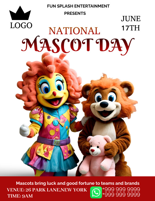 White Maximalist National Mascot Day F Flyer Template | PosterMyWall