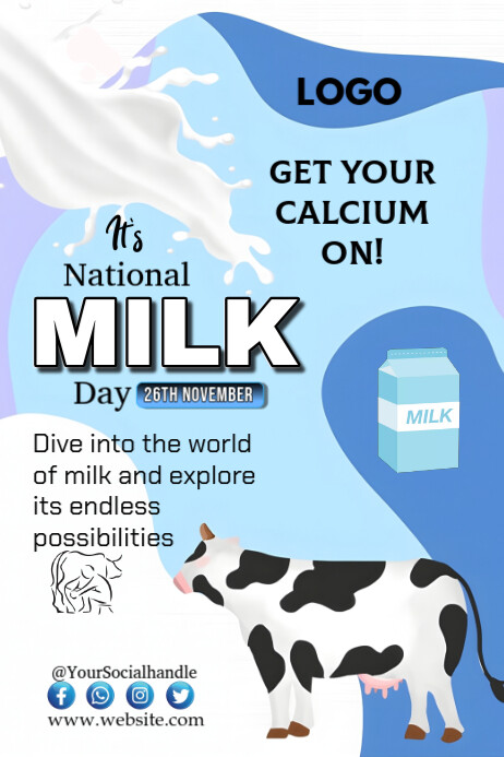 White Maximalist National Milk Day Poster Template | PosterMyWall