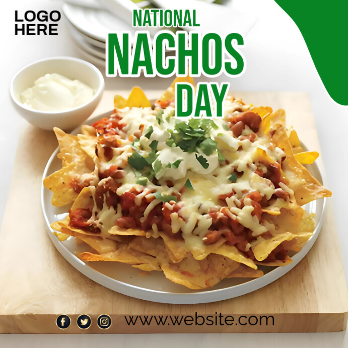 White Maximalist National Nachos Day Instagram Post Template | PosterMyWall