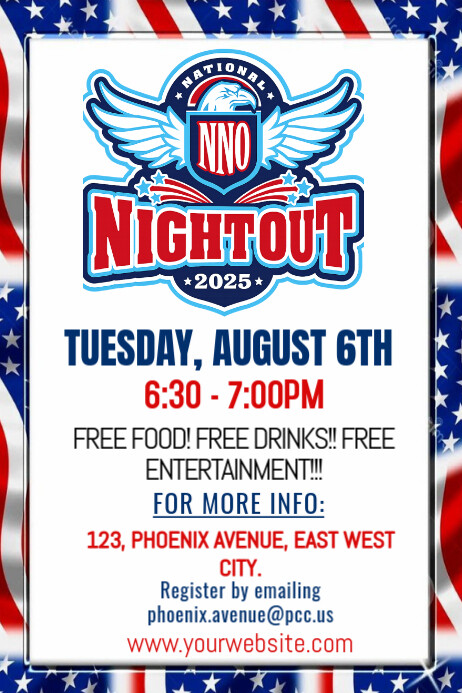 White Maximalist National Night Out Poster Template | PosterMyWall