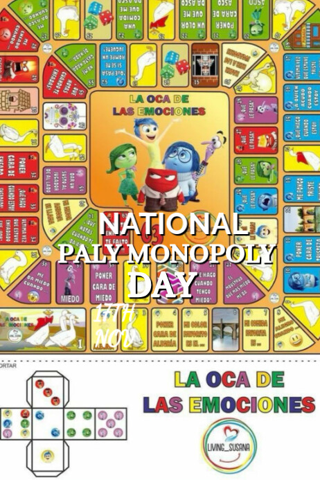 White Maximalist National Paly Monopoly Day Poster Template | PosterMyWall