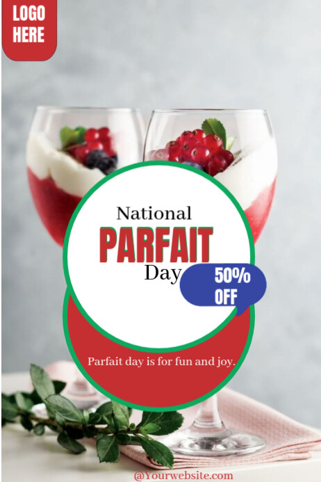 White Maximalist National Parfait Day Online Design Flyer/template ...
