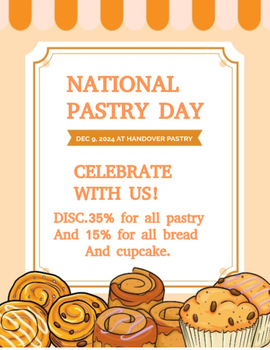 White Maximalist National Pastry Day Flyer (us Letter) Template ...
